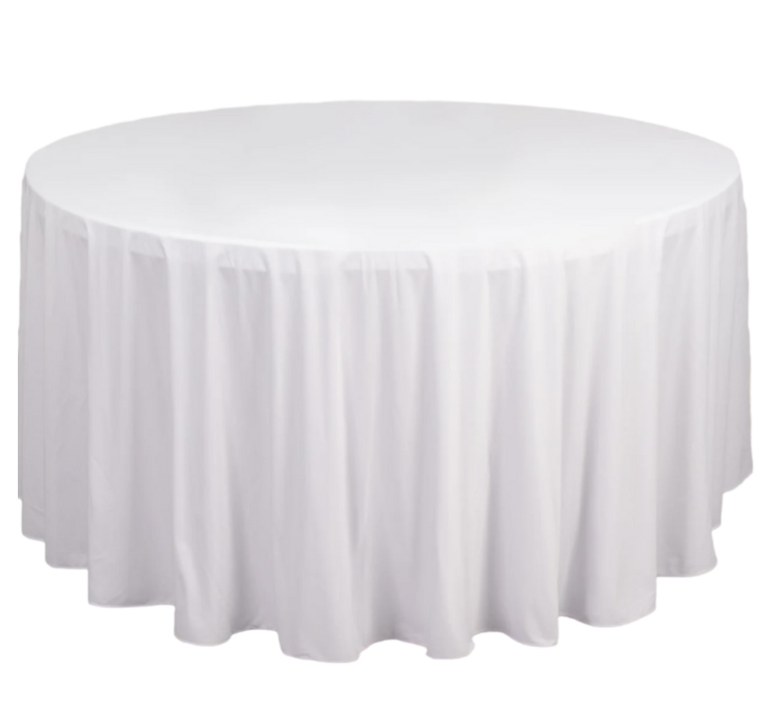 White round tablecloth (274 cm for 1.5 m round table) - Love It Party Hire